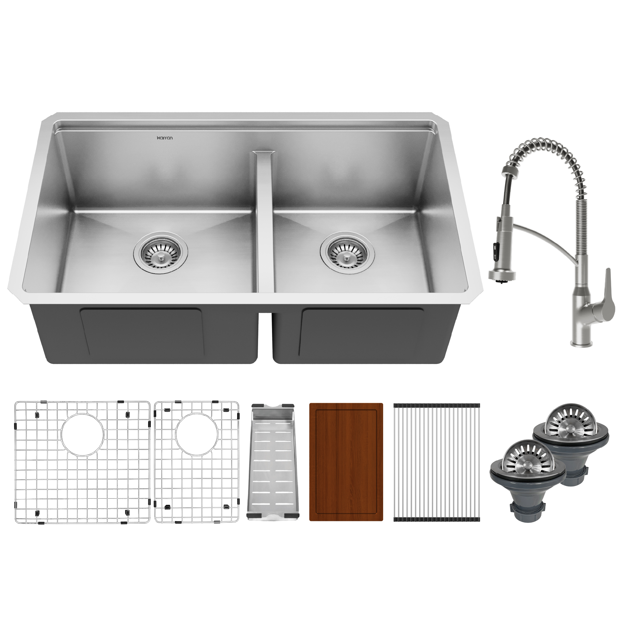 Karran USA | Elite 32" Undermount Workstation 16 Gauge Double Bowl ...
